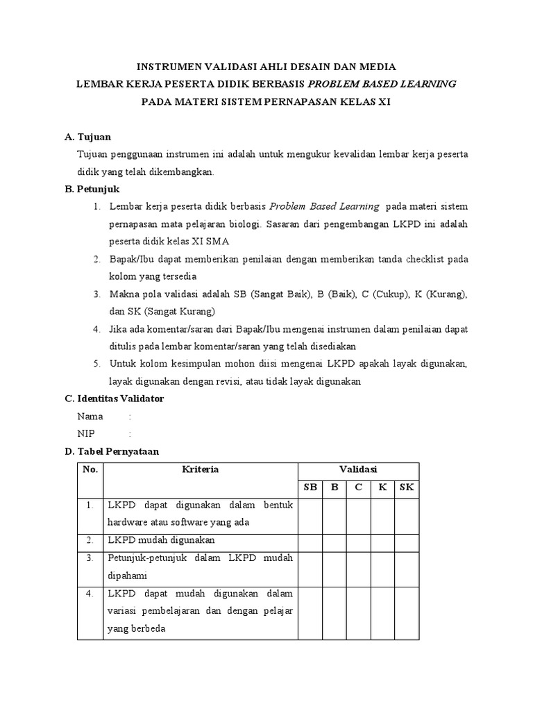 Instrumen Validasi Ahli Desain Dan Media Kelompok 6 | PDF