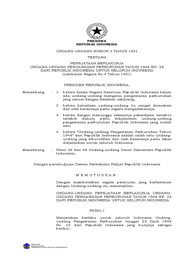 Uu Nomor 3 Tahun 1951 | PDF