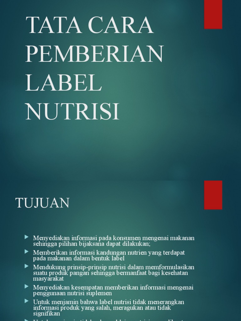 Panduan Label Nutrisi Makanan | PDF
