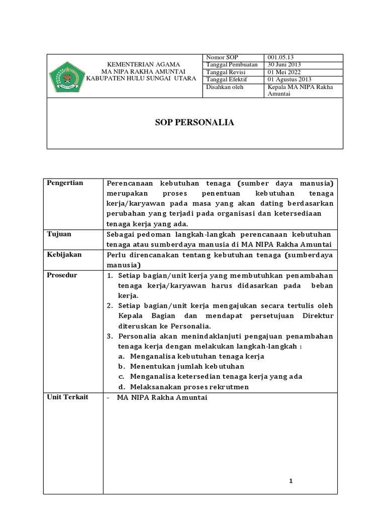 Sop Personalia | PDF