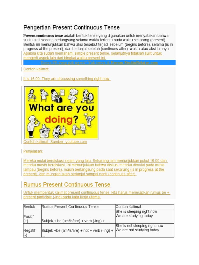Pengertian Present Continuous Tense | PDF