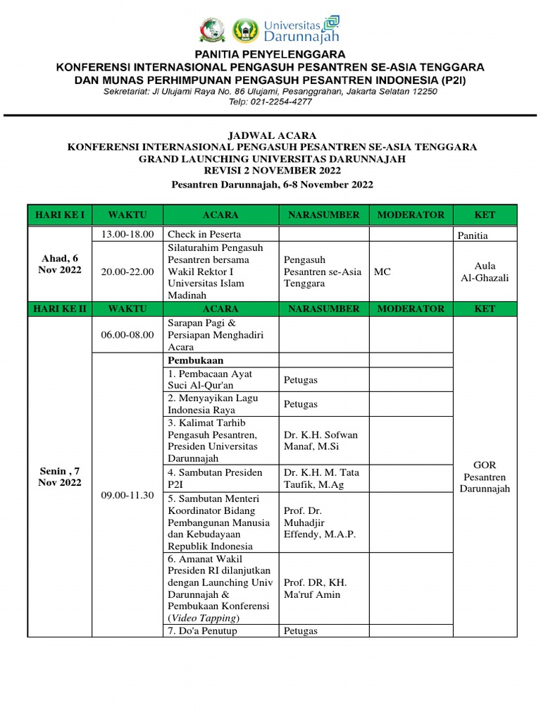 Update 21122 - Rundown Acara Konferensi Internasional Dan Grand ...