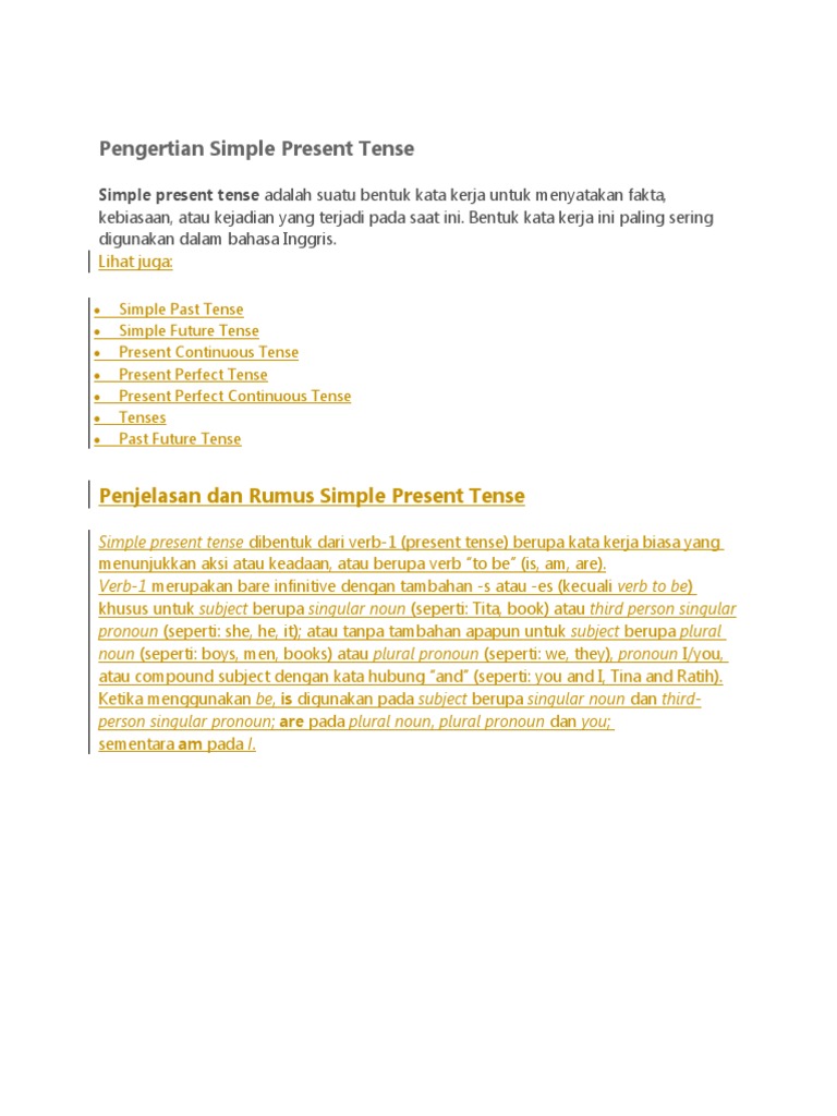 Pengertian Simple Present Tense | PDF