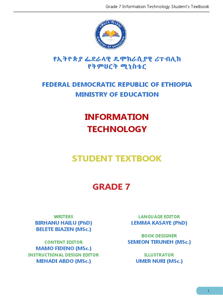 Grade 7 ICT Textbook for Ethiopia | PDF | Computer Data Storage | Read ...