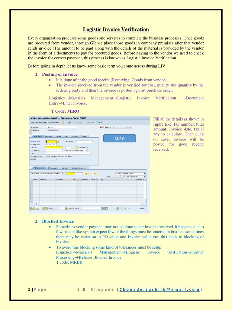 SAP MM Config of Logistic Invoice Verification 1666406315 | PDF | Invoice | Receipt