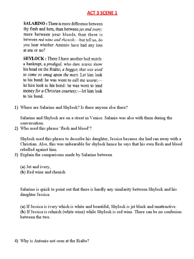 Act 3 Scene 1 | PDF | Shylock