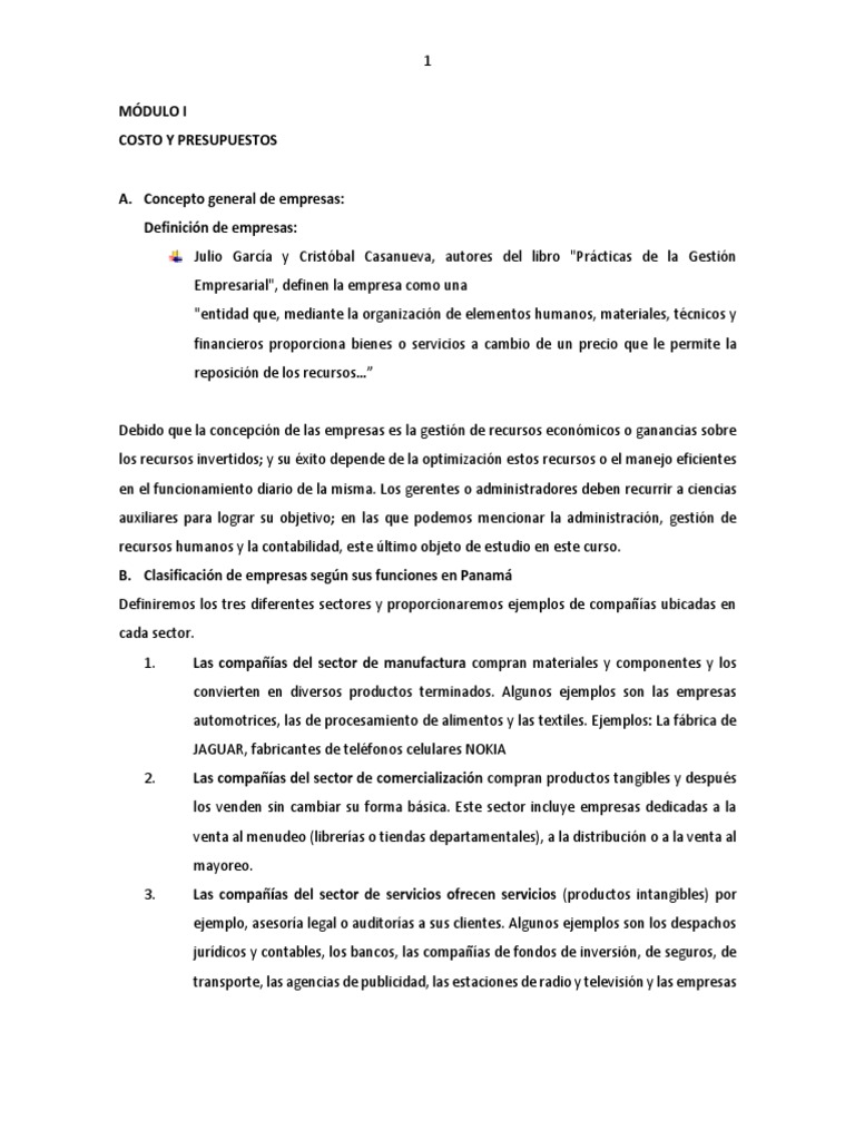 Modulo 1-Costo y Presupuesto | PDF | Costo | Al por menor