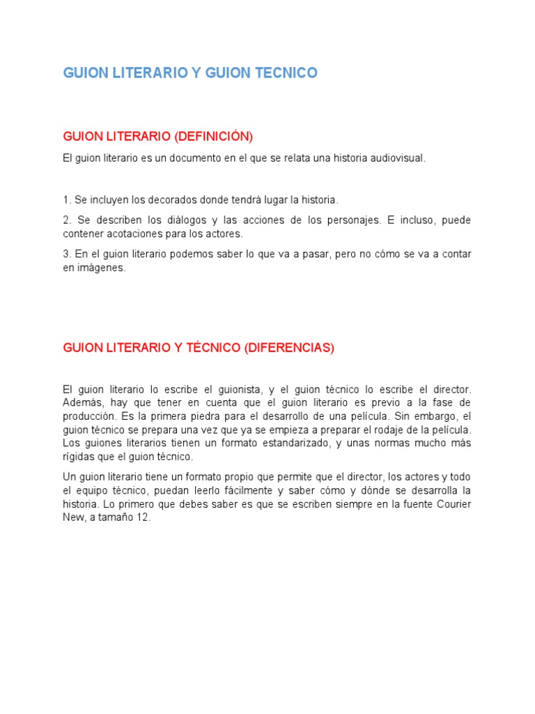 Guion Literario y Guion Tecnico | PDF