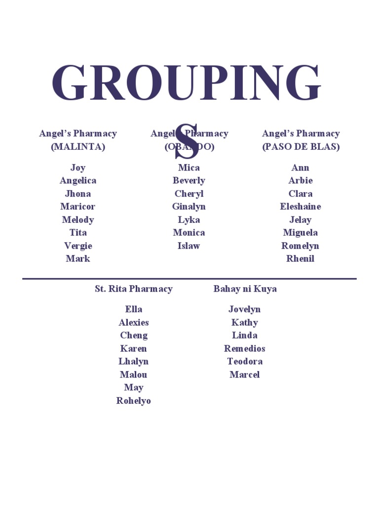 Groupings | PDF