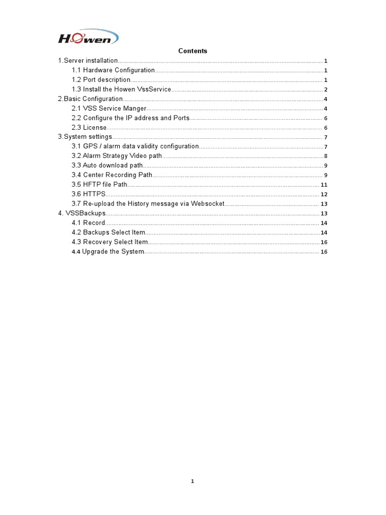 Howen VSS Installation and Configuration Guide | PDF