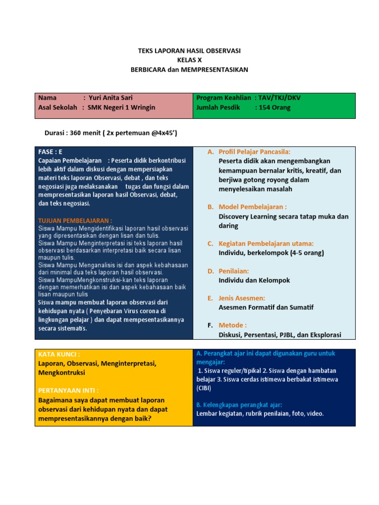 Contoh Modul Ajar | PDF