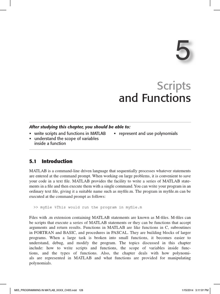 M05 Programming In Matlab Xxxx Ch05 Pdf Parameter Computer Programming Function 