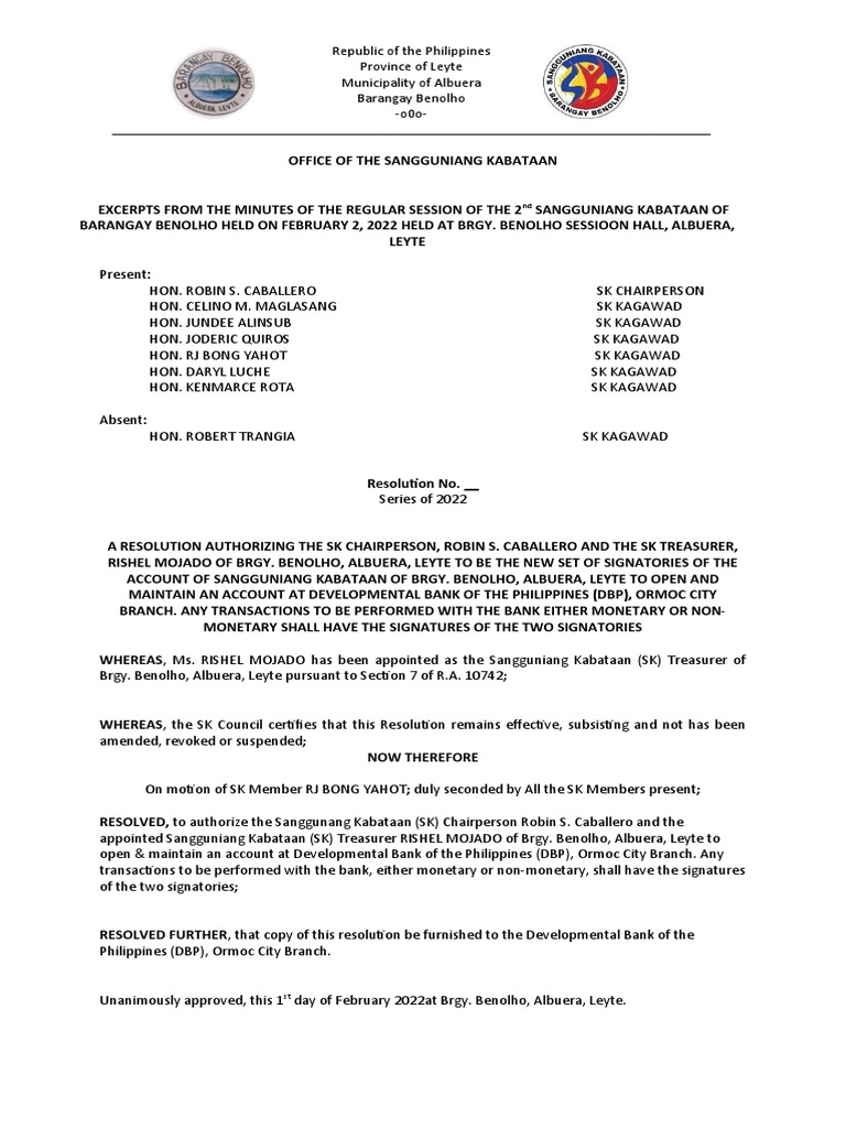 Res. Authorizing @DBP | Download Free PDF | Youth Organizations ...