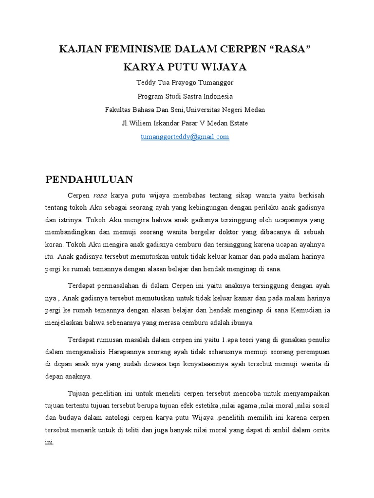 Kajian Feminisme Dalam Cerpen | PDF