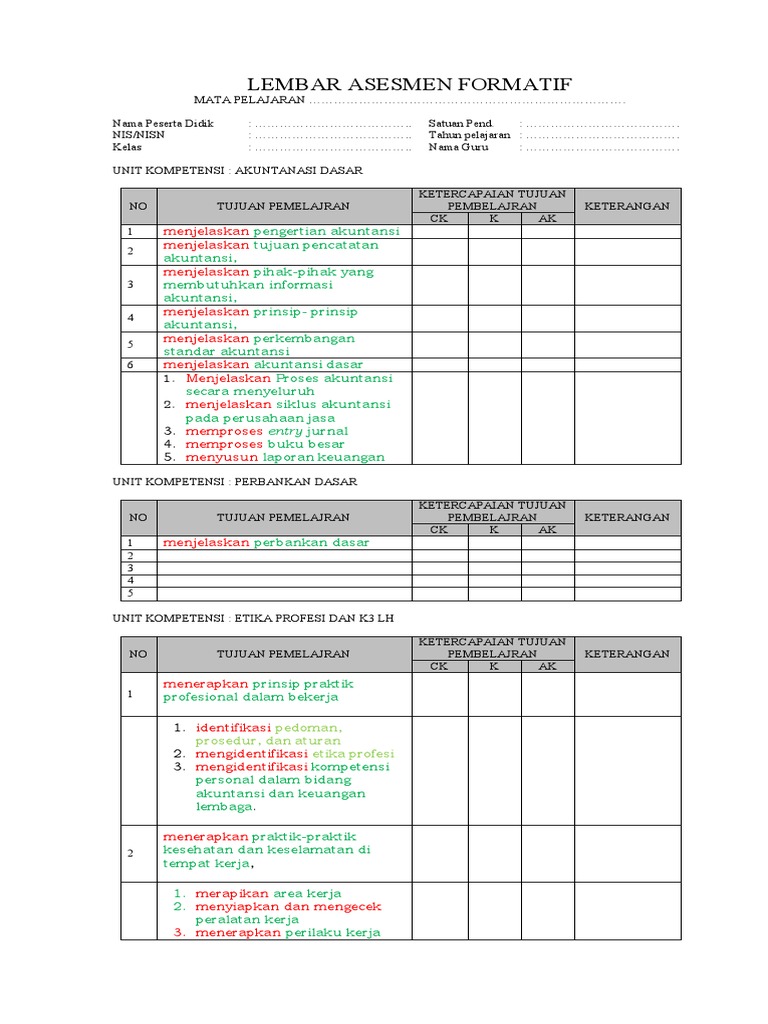 Lembar Penilaian Formatif Amin Purwono | PDF