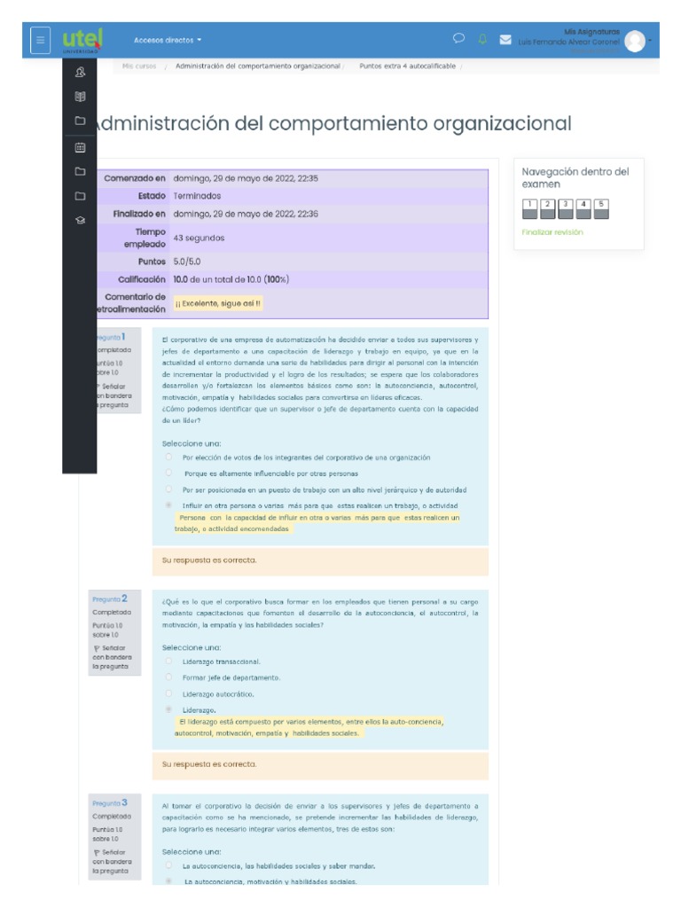 Administración Del Comportamiento Organizacional - Puntos Extra Semana 4 | PDF