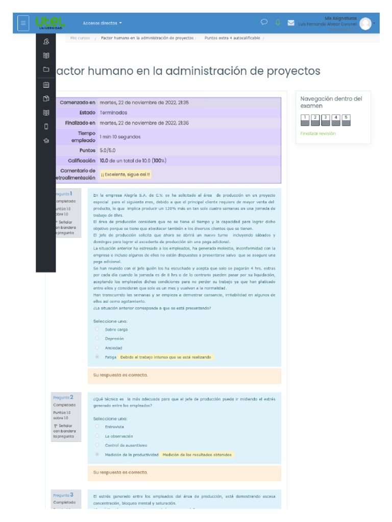 Factor Humano en La Administración de Proyectos - Puntos Extra Semana 4 | PDF