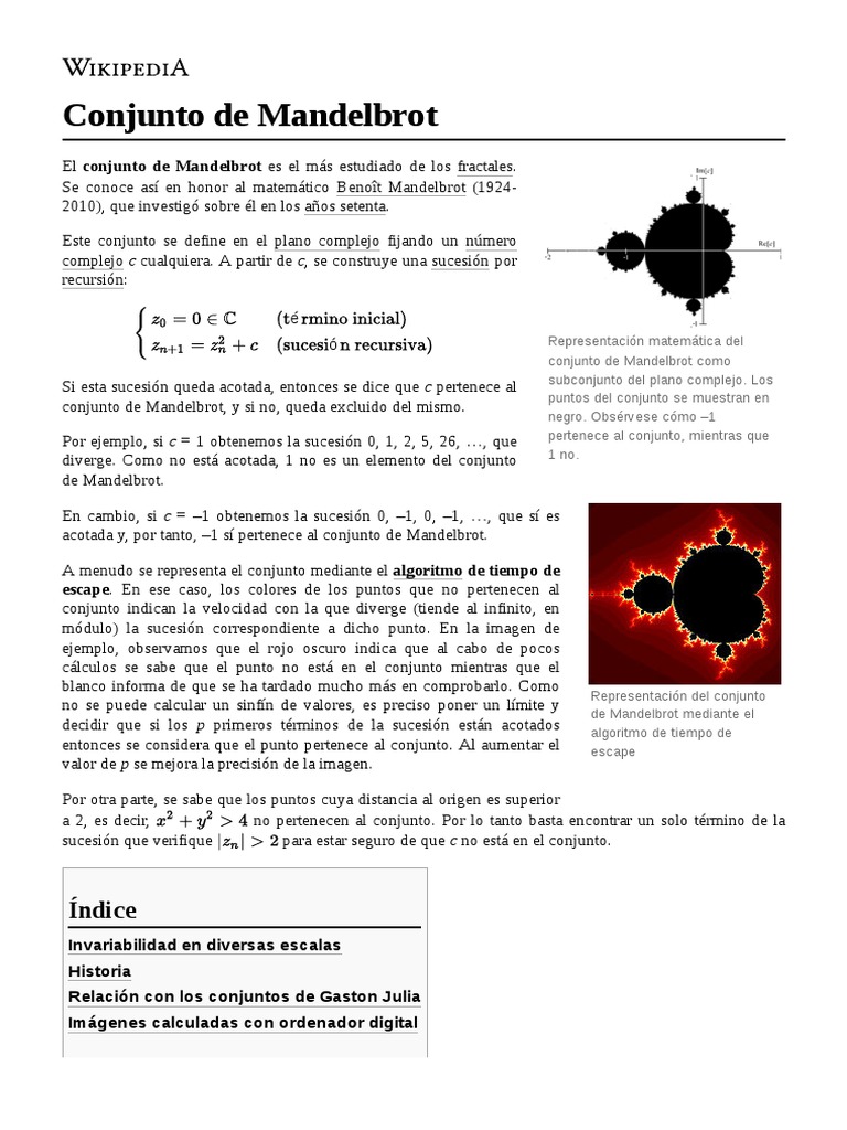 Conjunto de Mandelbrot | PDF | Matemáticas | Conceptos matemáticos