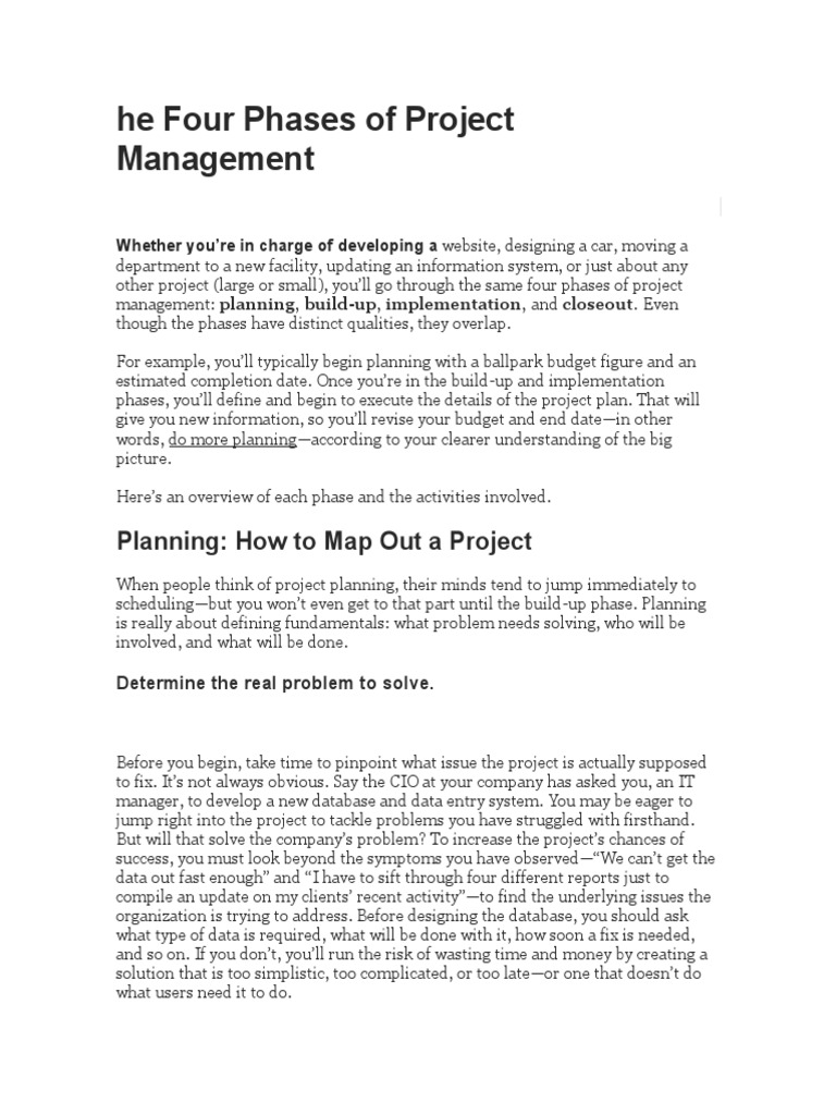 He Four Phases of Project Management | PDF | Databases | Budget