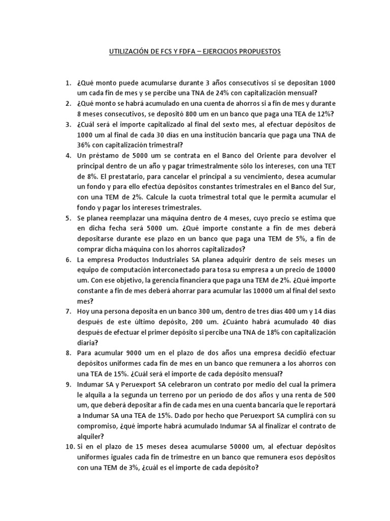 Utilización de FCS y Fdfa | PDF | Bancos | Interés