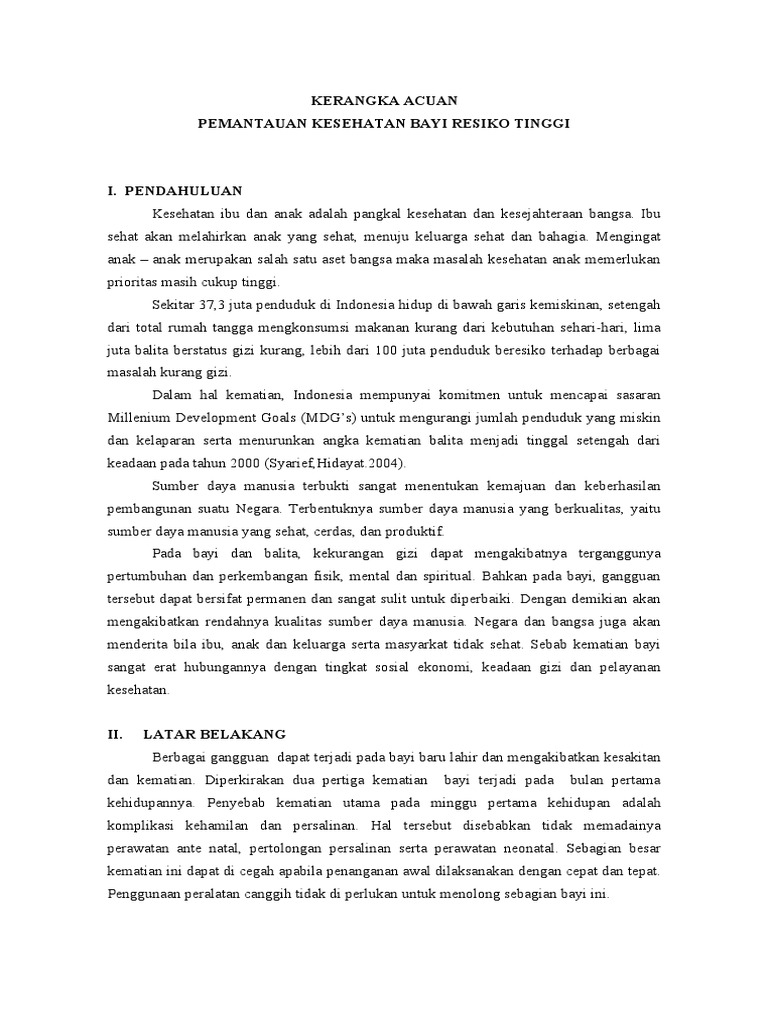 Pemantauan Kesehatan Bayi Risiko Tinggi | PDF