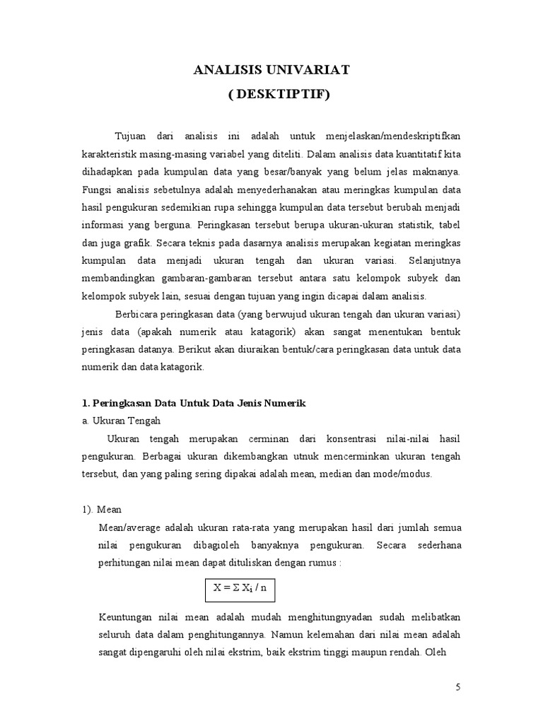 Analisis Deskriptif Univariat Data | PDF