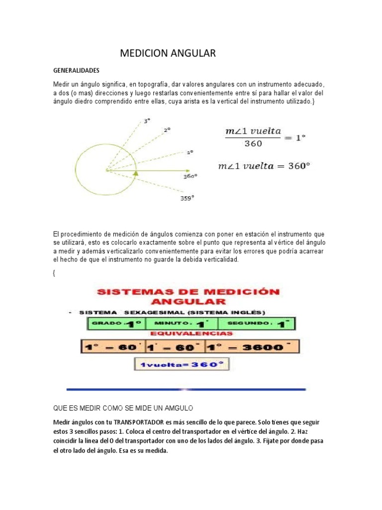 Medida Angular | PDF | Medición | Geometría Elemental