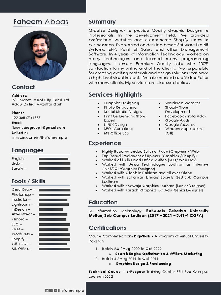 Faheem Abbas - CV | PDF | Graphics | Search Engine Optimization