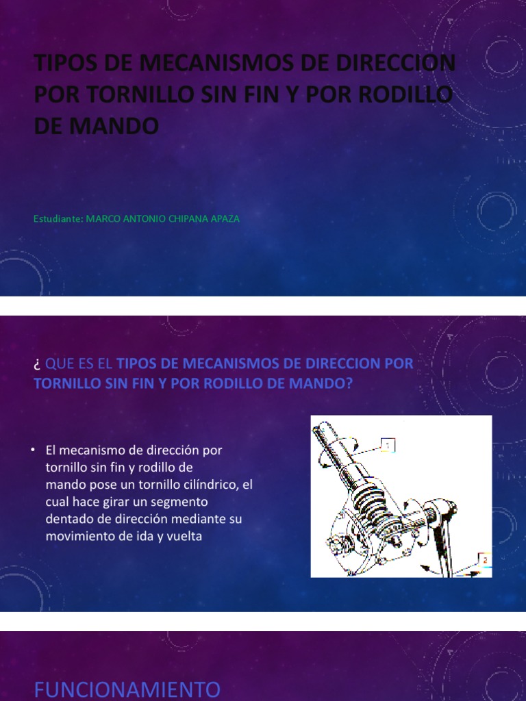 Tipos de Mecanismos de Direccion Por Tornillo Sin Fin y Por Rodillo de ...