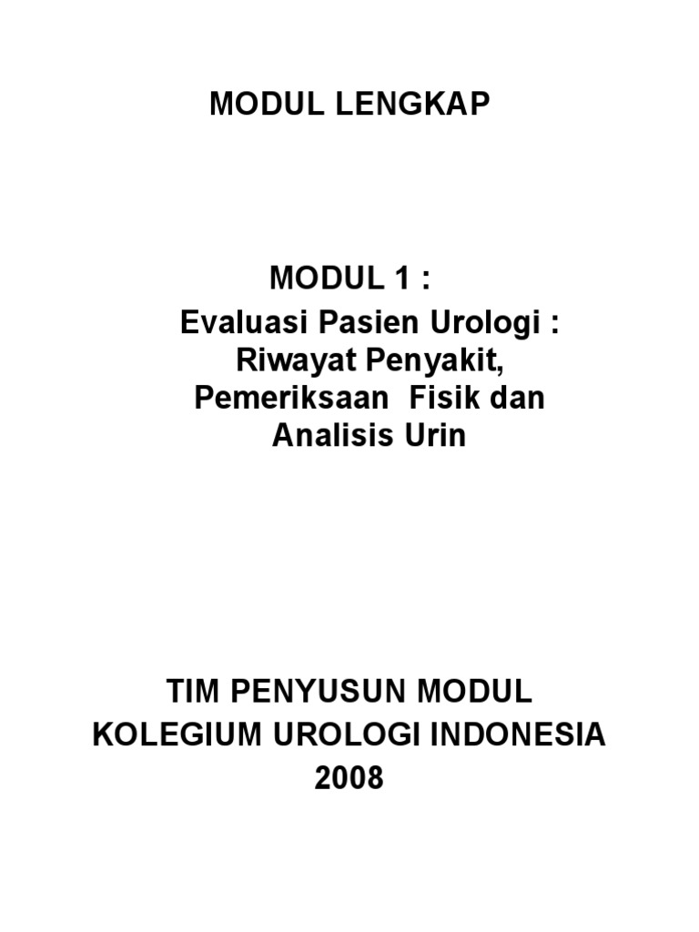 Modul Lengkap 1 Evaluasi Penderita Urologi | PDF