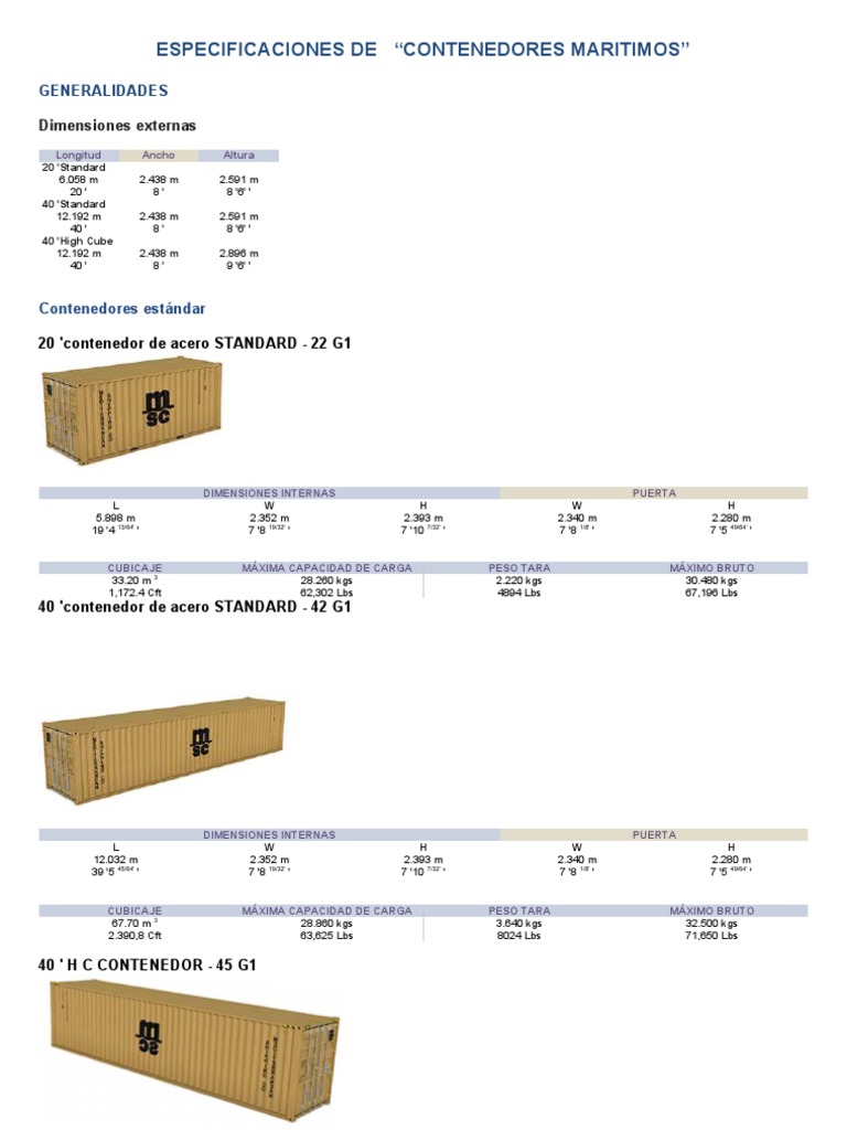 Especificaciones de Contenedores Maritimos 39146 | PDF