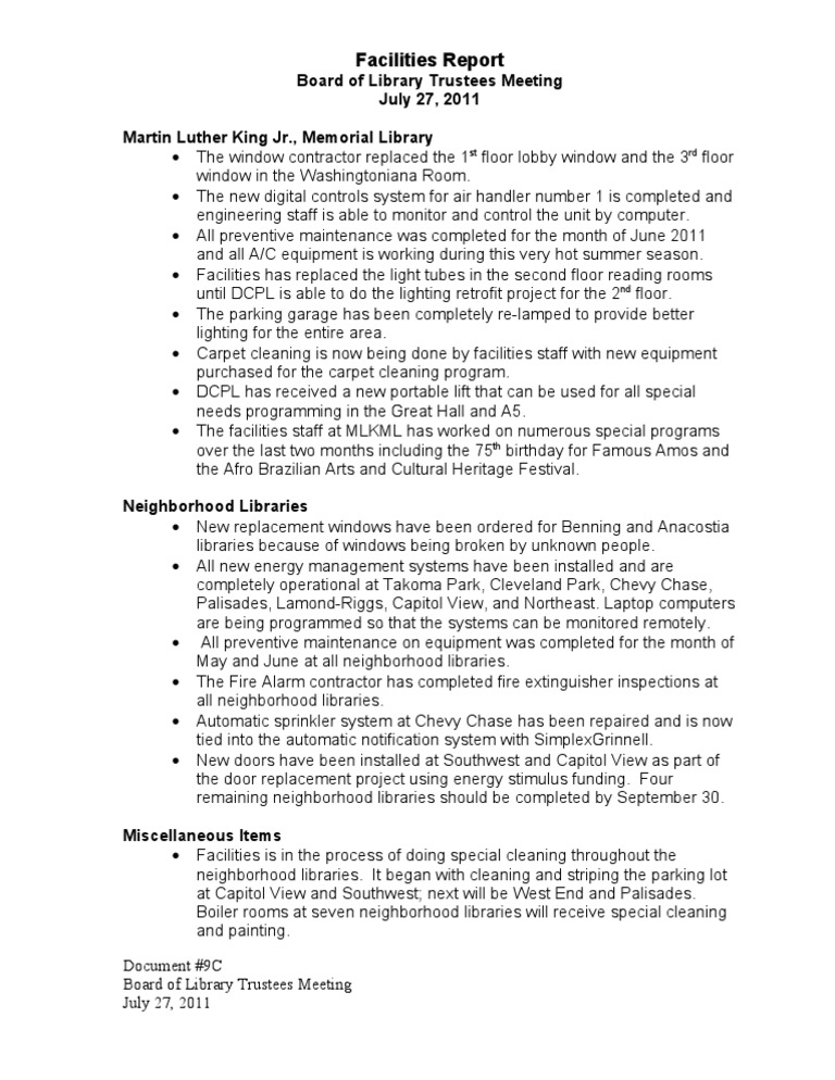 Document #9C - Facilities Management Report | PDF