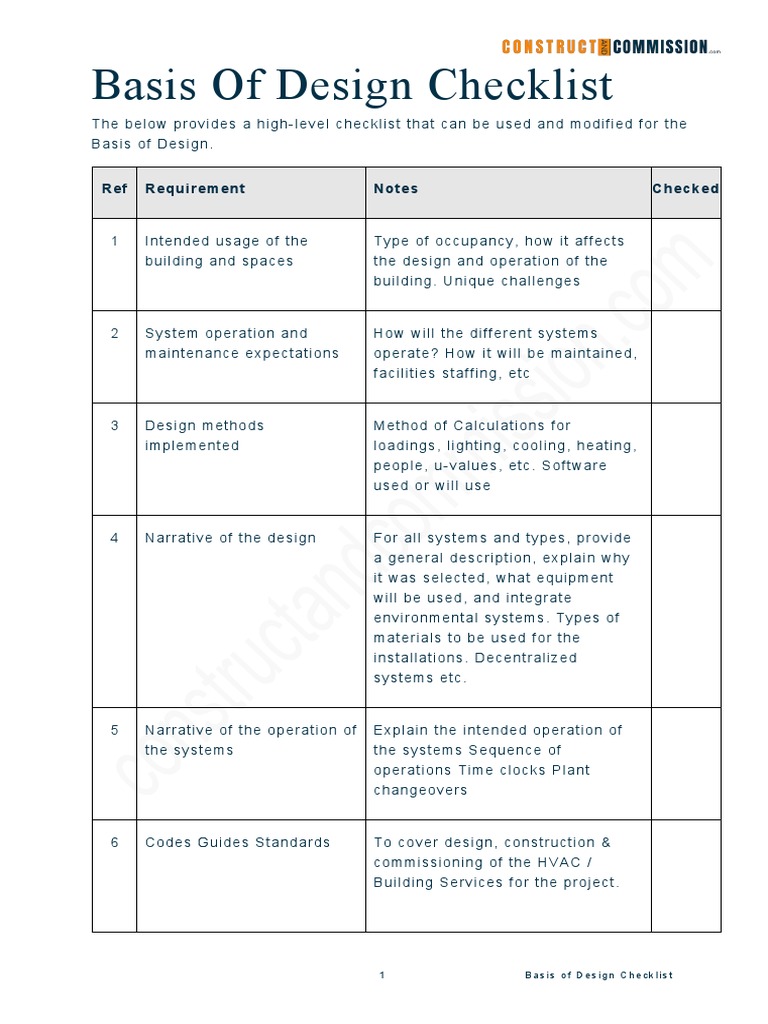 020 Basis of Design Checklist | PDF | Sustainable Energy | Energy ...