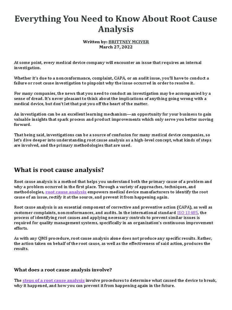Everything You Need To Know About Root Cause Analysis | PDF