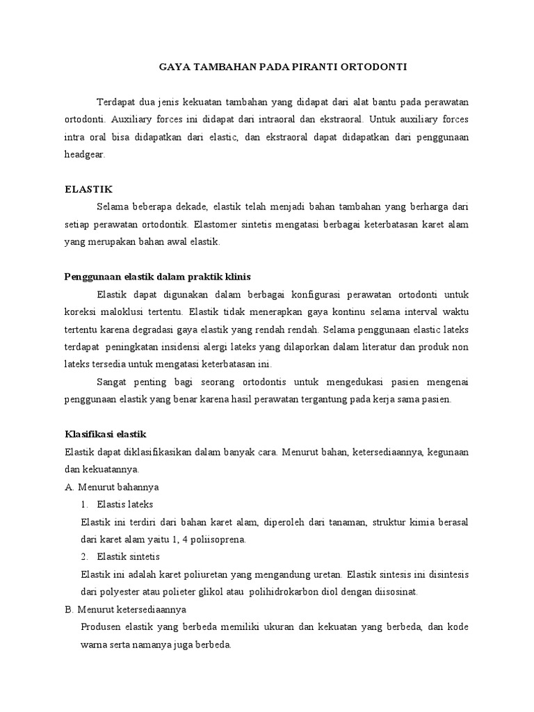 Elastik Dan Headgear | PDF