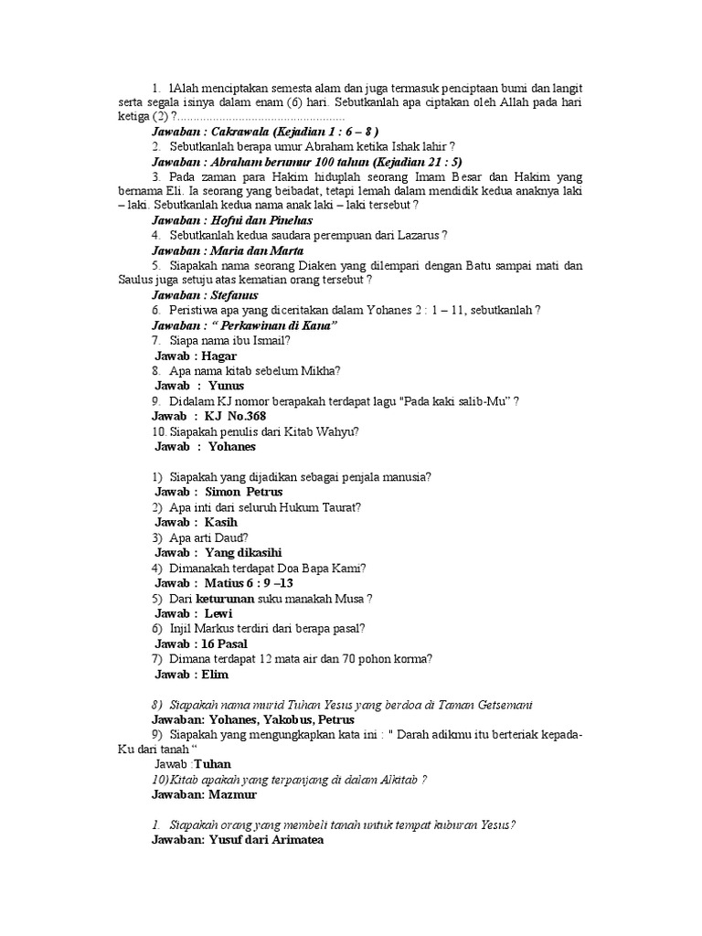 Kuis Alkitab | PDF