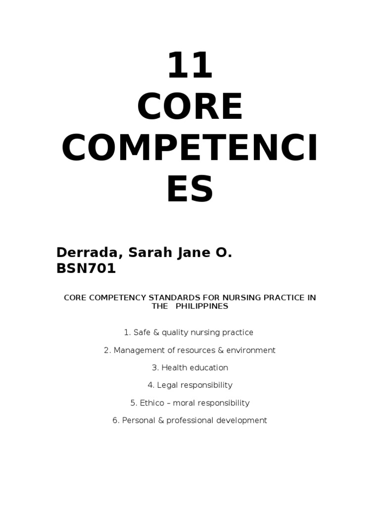 11 Core Competencies in Nursing | PDF | Competence (Human Resources ...