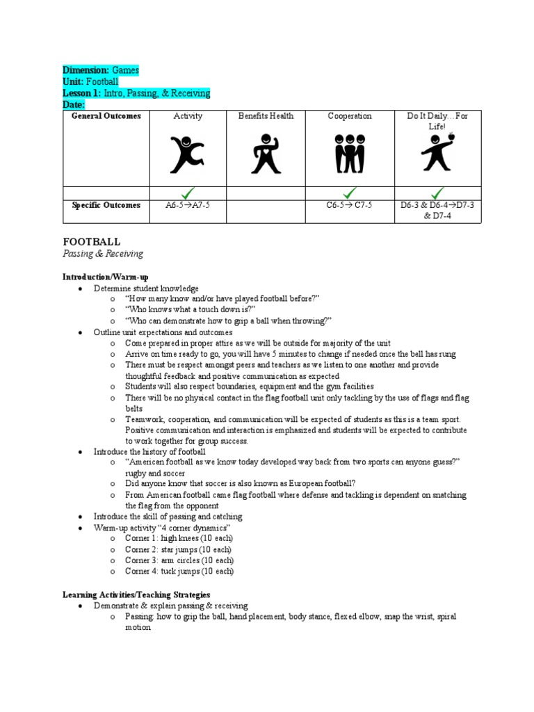 Football Lesson Plans | Download Free PDF | Quarterback | Ball Games