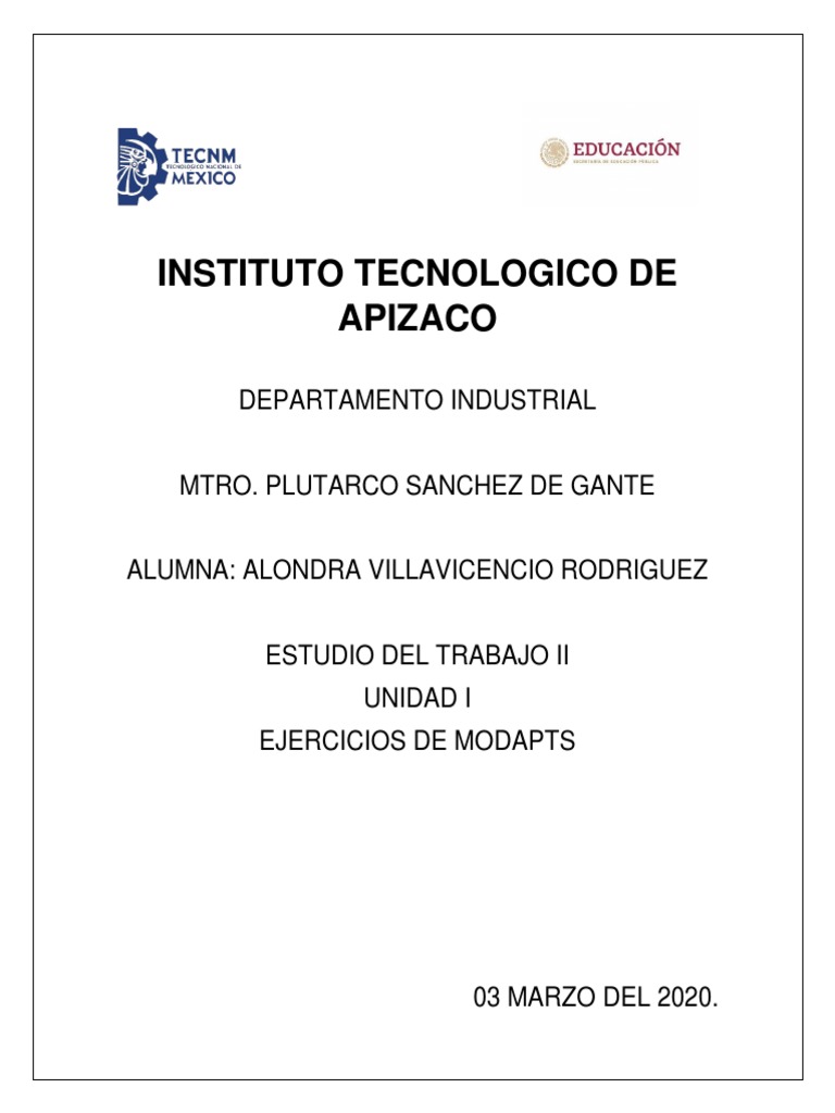 Ejercicios de Modapts Ejemplos de Tarea | PDF