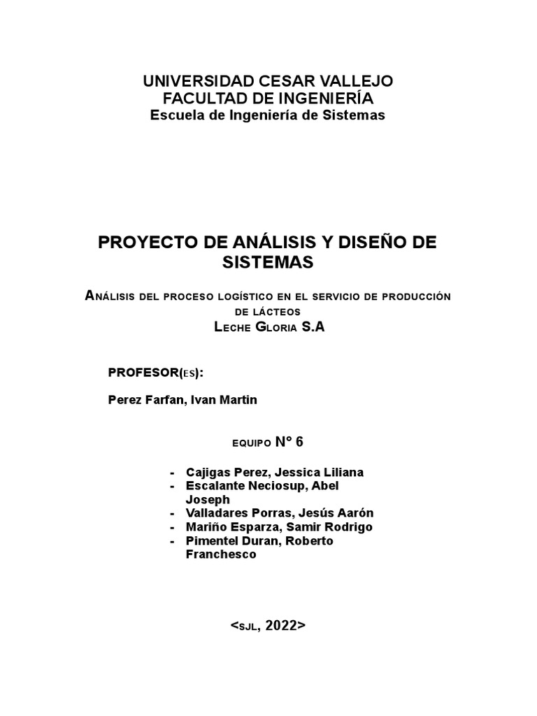 INFORME ANÁLISIS Y DISEÑO DE SISTEMA - Aroon | PDF