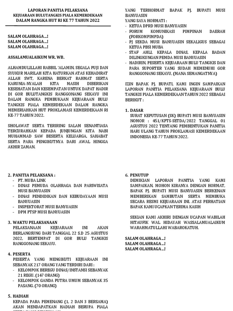 Laporan Panitia Pelaksana | PDF