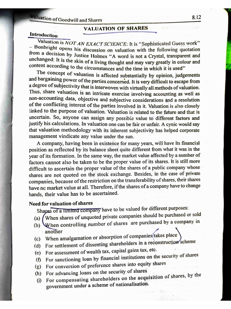 Valuation of Shares | PDF