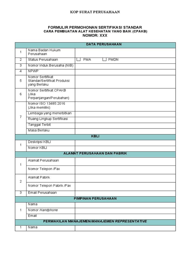 Formulir Permohonan CPAKB | PDF