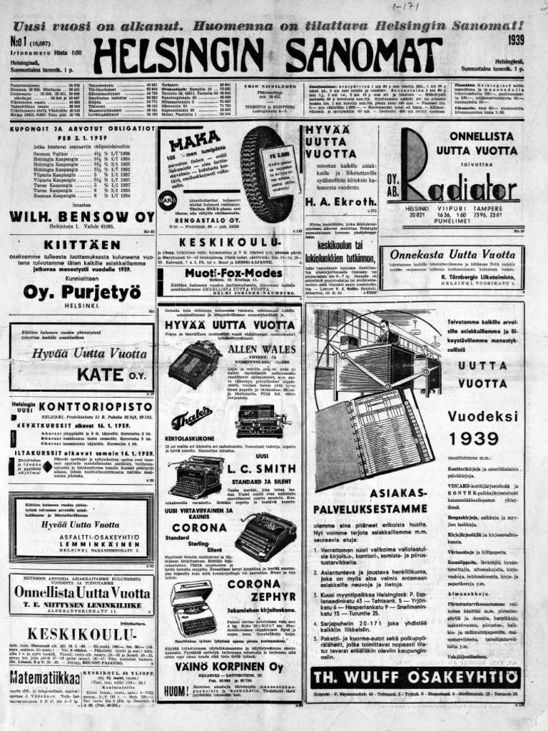 Helsingin Sanomat 1 01 01 1939 | PDF