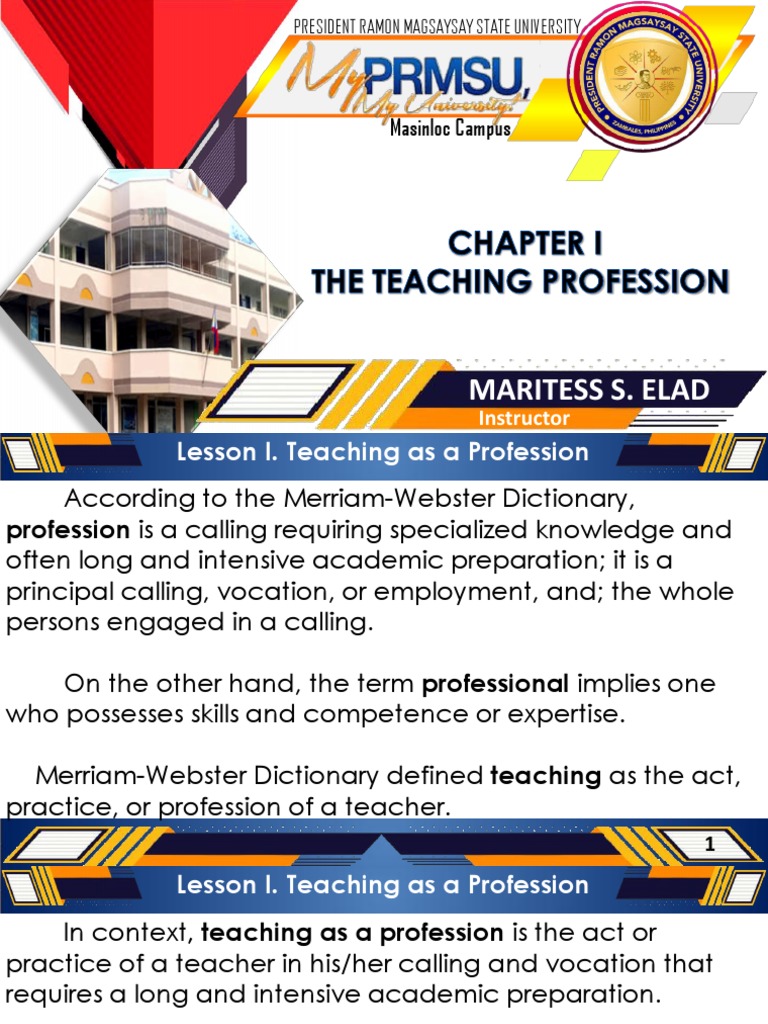 FTC3 - The Teaching Profession - Chapter 1 | PDF | Profession | Teachers