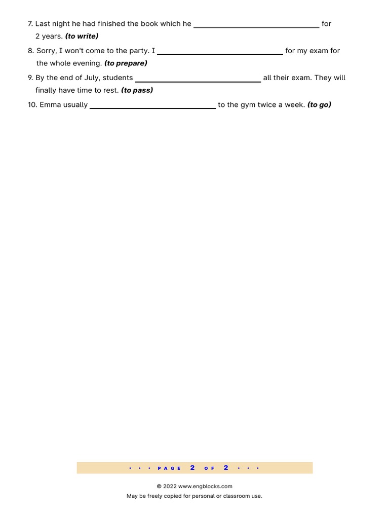 12 English Tenses Gap Filling Exercise 4 2 | PDF