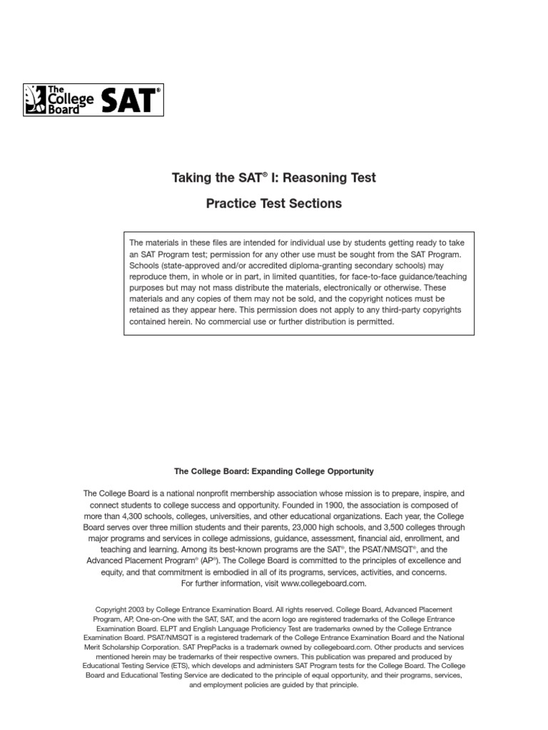 Sat Full Practice Test | PDF