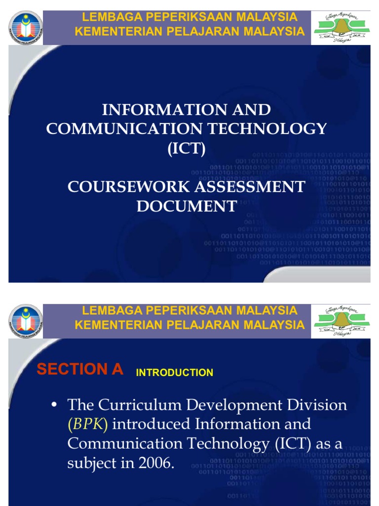 Malaysia Examinations Syndicate ICT Coursework Assessment Document ...