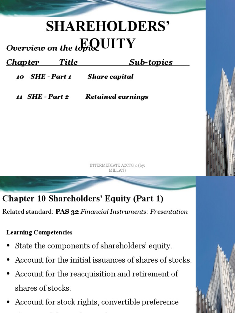 Chapter 10 - Shareholders' Equity Part 1 | PDF | Stocks | Equity (Finance)