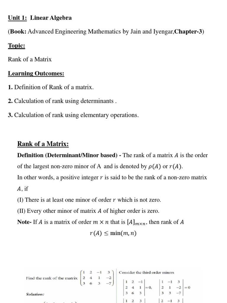 Understanding Matrix Rank Concepts | PDF
